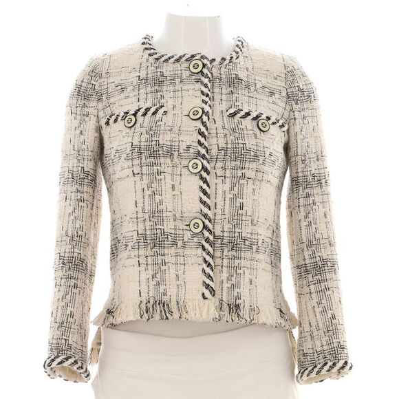 CHANEL | Jackets & Coats | Chanel Womens Braided Trim Collarless Button ...